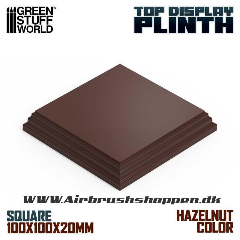 Square Wood display bases 10x10 cm 20mm - GSW Hazelnut Brown